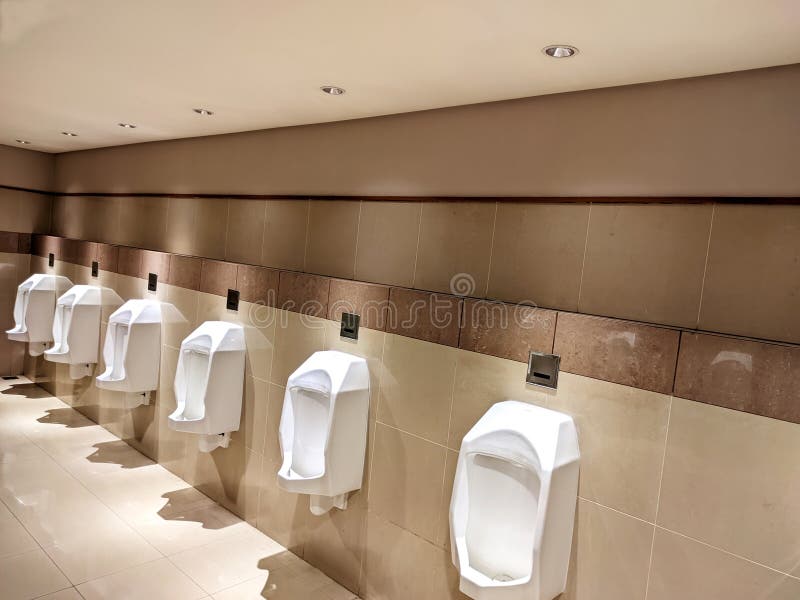 Modern Public Restroom Urinals in a Clean and Spacious Facility Stock ...