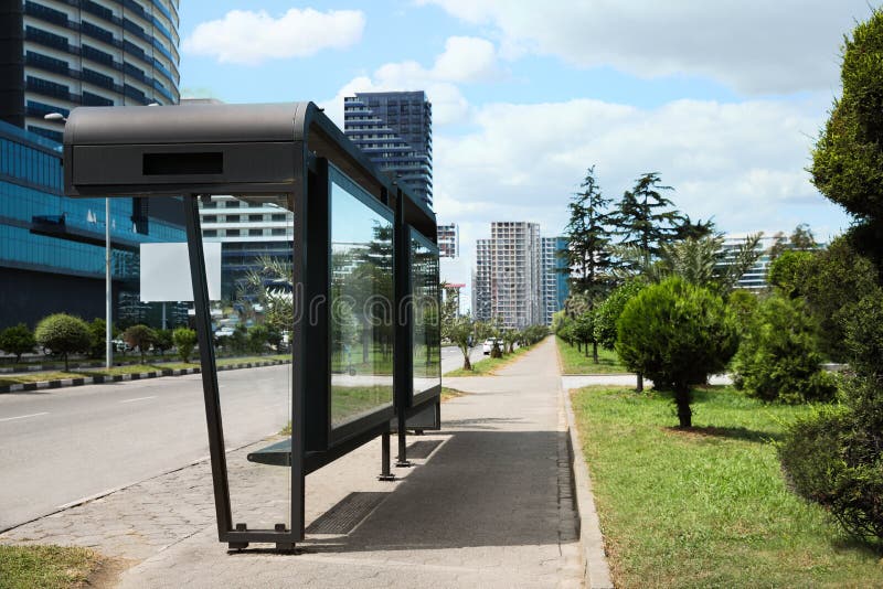 Modern Public Transport Stop on City Street Stock Photo - Image of ...
