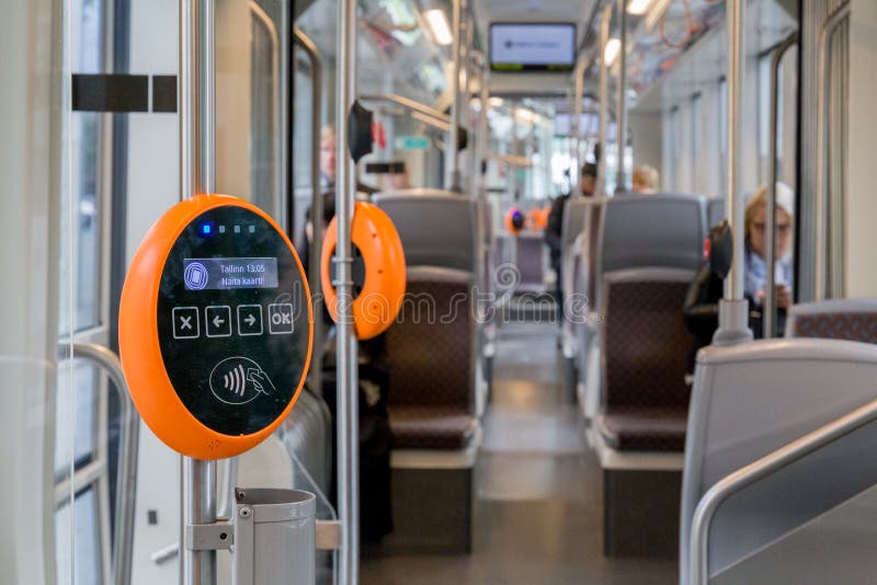 Modern Public Transportation Ticket Validator Stock Image - Image of ...