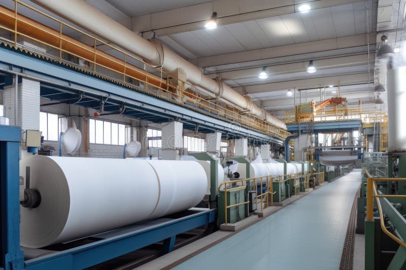 Modern Pulp and Paper Factory, with Large Machines and High-tech ...