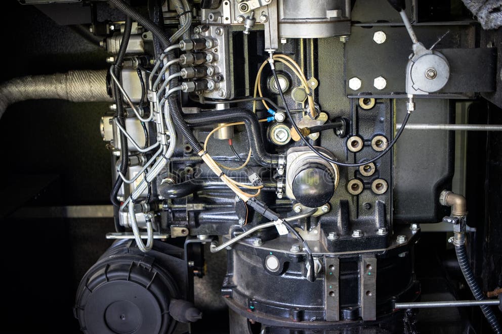 Modern Pumping Station Engine Featuring Various Intricate Components ...