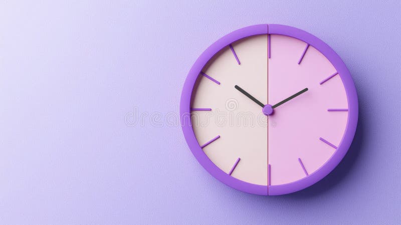 A Modern Purple Clock on a Pastel Background, Symbolizing Time ...