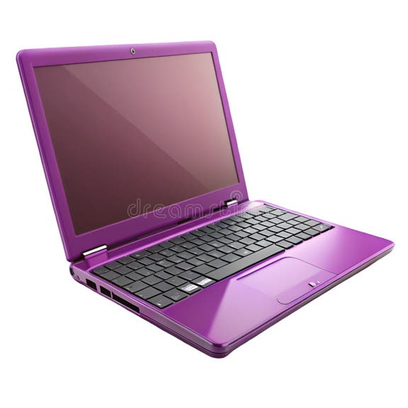 Modern Purple Laptop Computer Displayed Open on a White Background ...