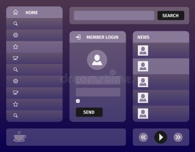 Modern Purple Mobile User Interface Design Stock Vector - Illustration ...