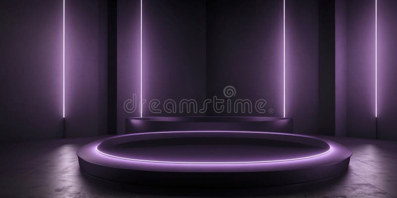 Purple Podium Product Stage with Spotlight and Golden Glitter ...
