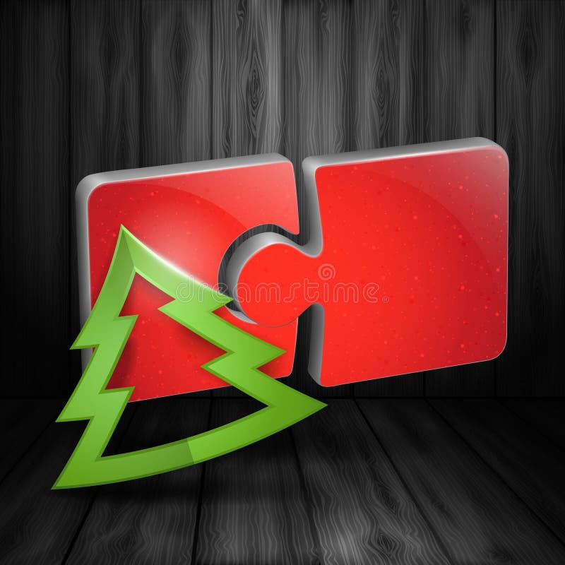 Modern Puzzle Template with Paper Christmas Tree Stock Vector ...