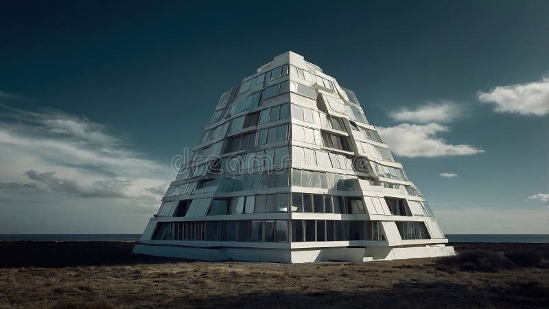 Modern Pyramid-Style Building Surrounded by Natural Landscape Under ...