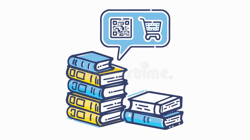 Modern QR Code Displayed Next To Pile of Academic Books with Blue ...