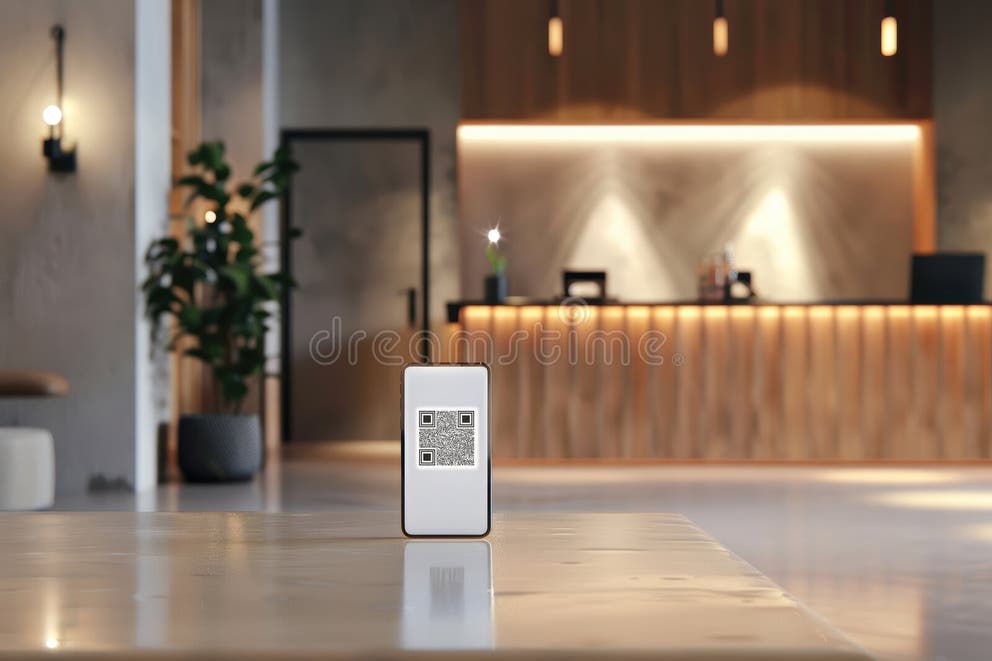 Modern QR Code Payment Technology in a Stylish Retail Setting for ...