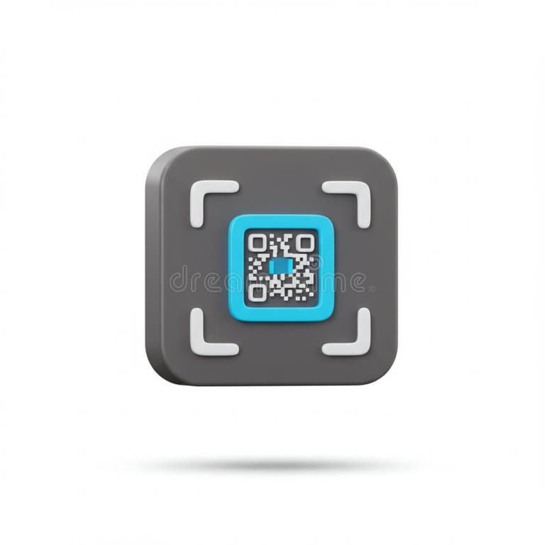 Modern QR Code Scanner App Icon Digital Design Gray Blue Technology 3D ...