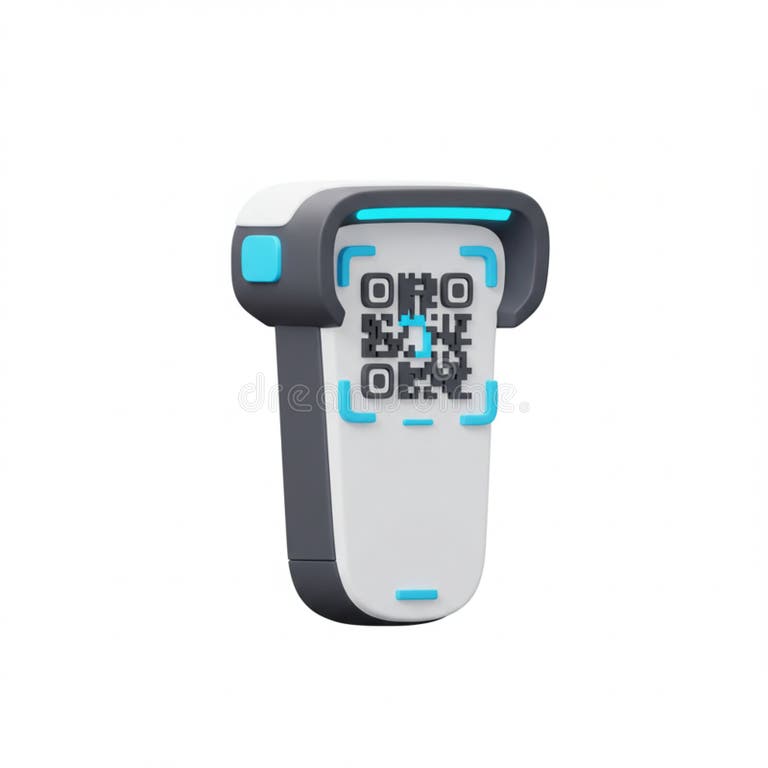 Modern QR Code Scanner Device Digital Technology Gadget 3D App Grey ...