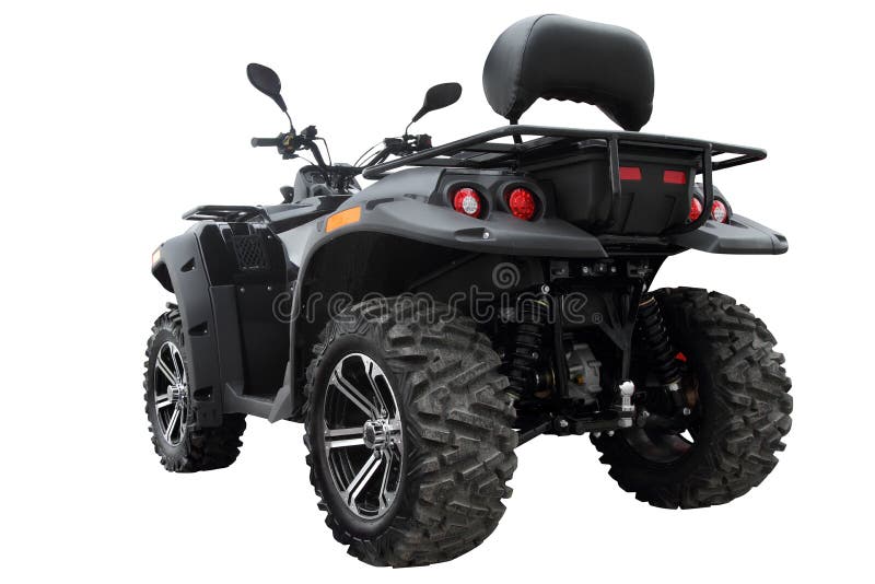 The Modern Quad Bike Isolated on a White Background. Rear View. Stock ...