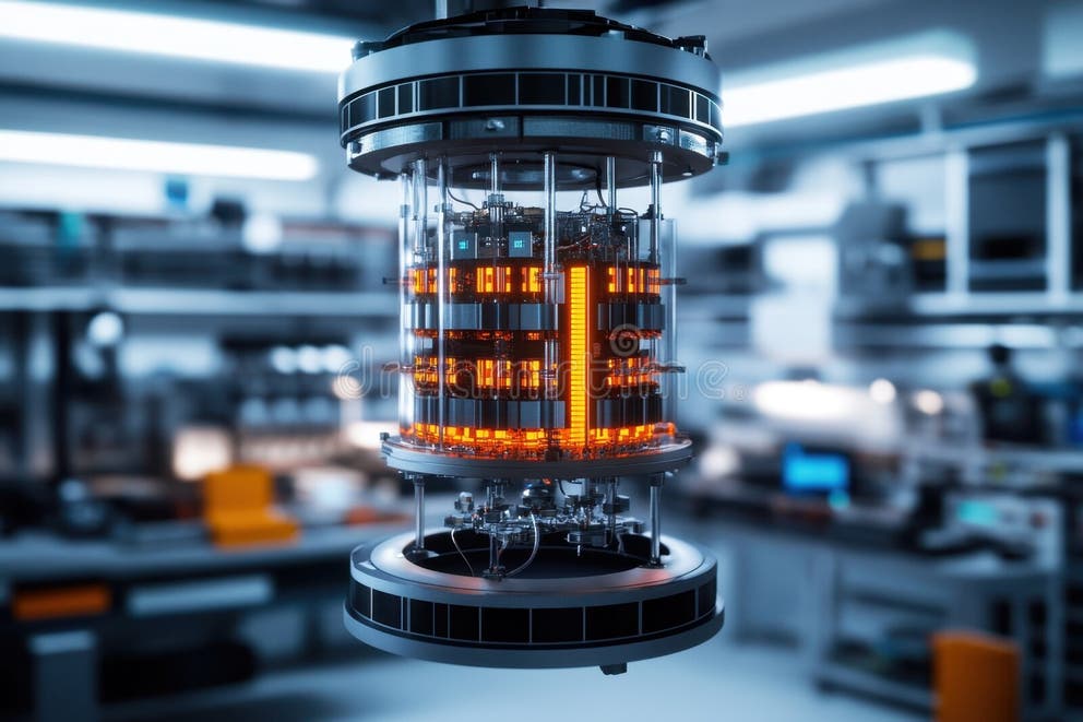 Modern Quantum Computer on Display in a High-tech Laboratory Environment at Night Stock Photo ...