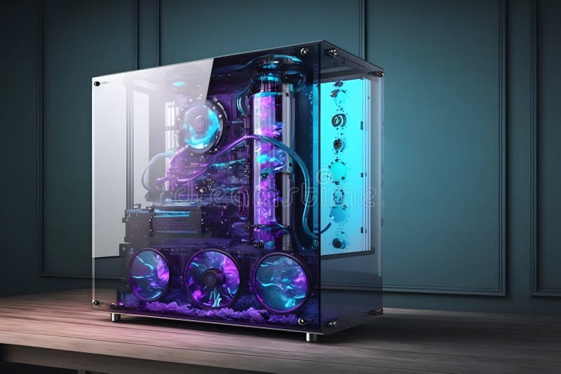 Modern Quantum Computer in a Glass Case. Neural Network AI Generated ...