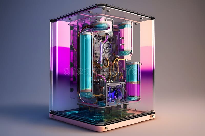 Modern Quantum Computer in a Glass Case. Neural Network AI Generated ...