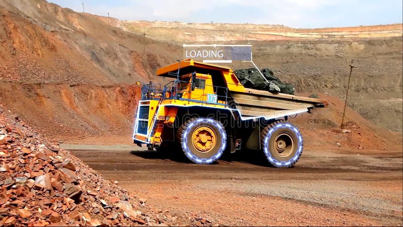 The Modern Quarry Truck Drives through the Quarry. Visualization of the ...