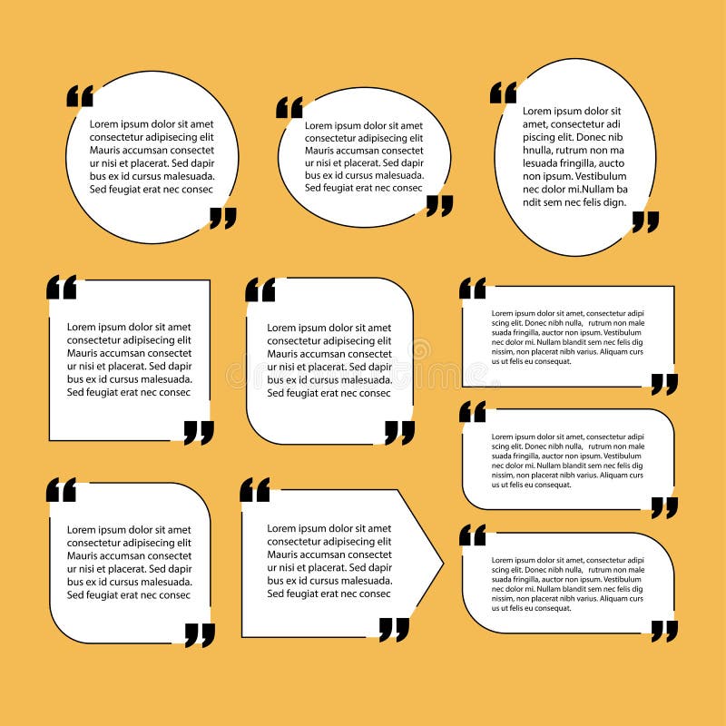 Quote Text Box, Rectangle Bubble for Comment, Mark Design. Quotation ...
