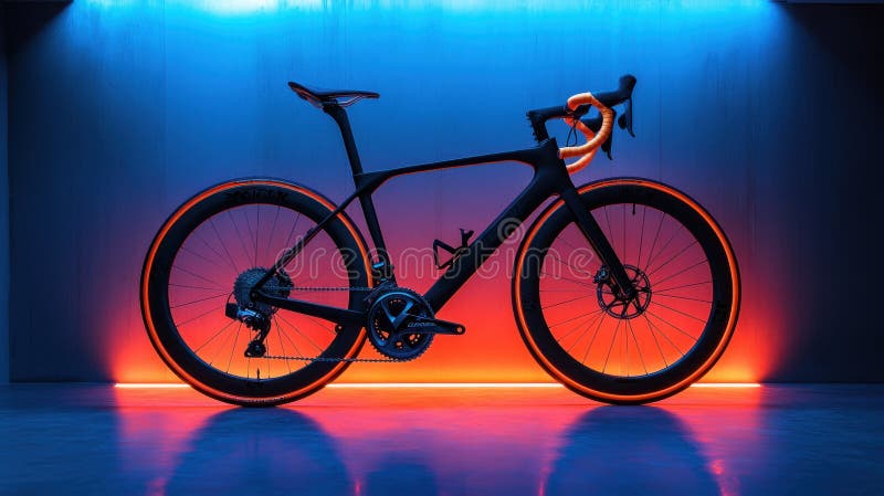 Modern Racing Bicycle in Neon Lighting Environment Stock Illustration ...