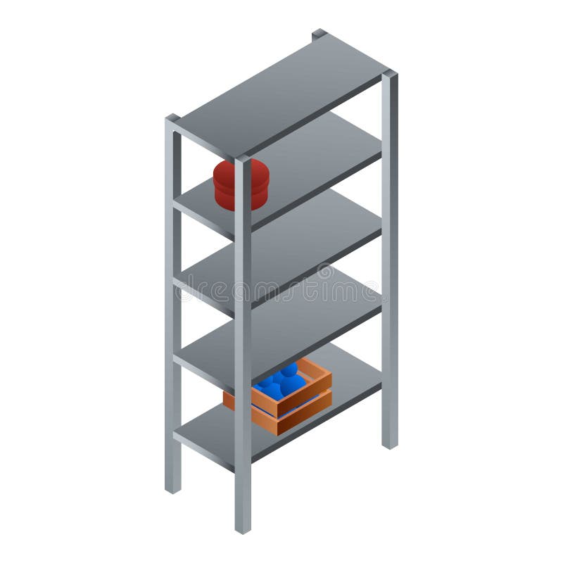 Isometric Warehouse Shelves With Boxes And Empty Shelves. Storage ...