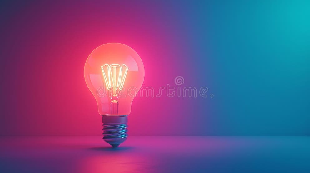 Modern Radiant Light Bulb Idea Against a Blue Background. Stock Image ...