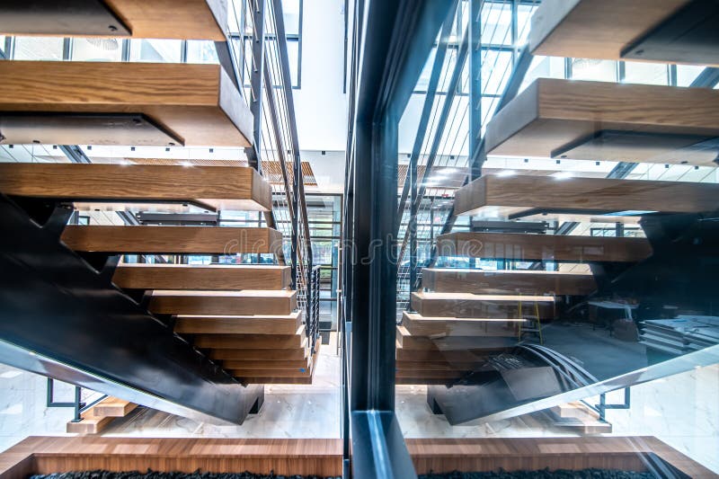 Modern Railing Ans Stair at New Finished Building Stock Photo - Image ...