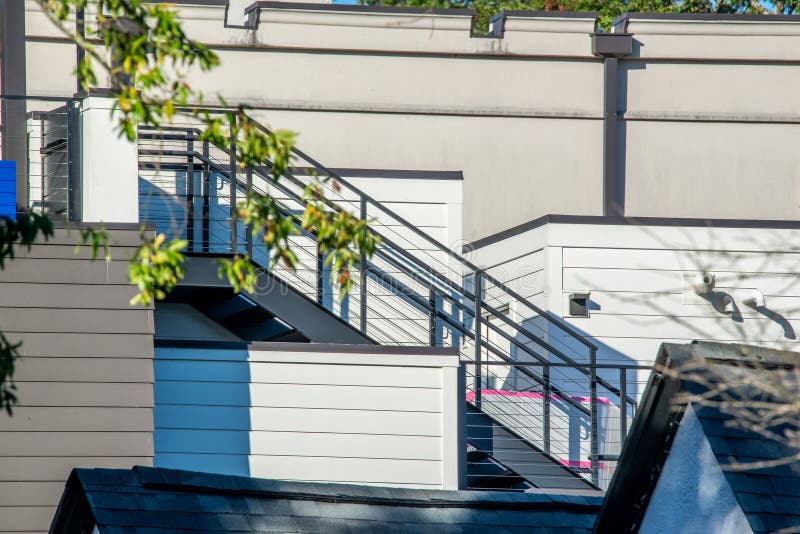 Modern Railing Ans Stair at New Finished Building Stock Image - Image ...