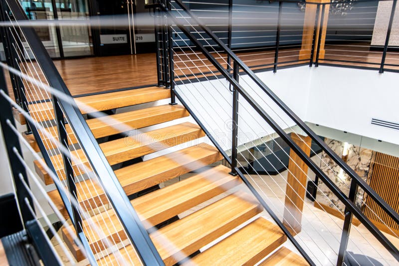 Modern Railing Ans Stair at New Finished Building Stock Photo - Image ...