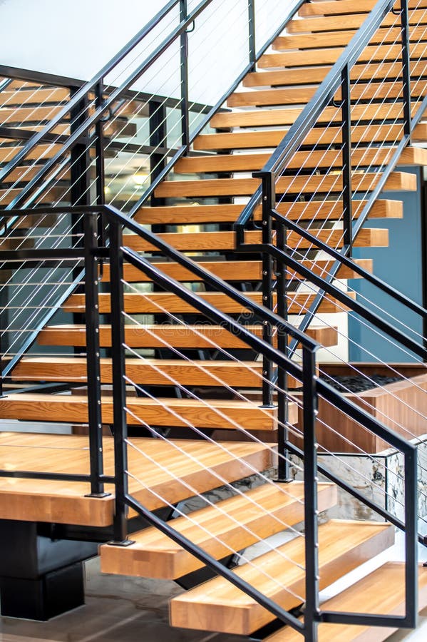 Modern Railing Ans Stair at New Finished Building Stock Photo - Image ...
