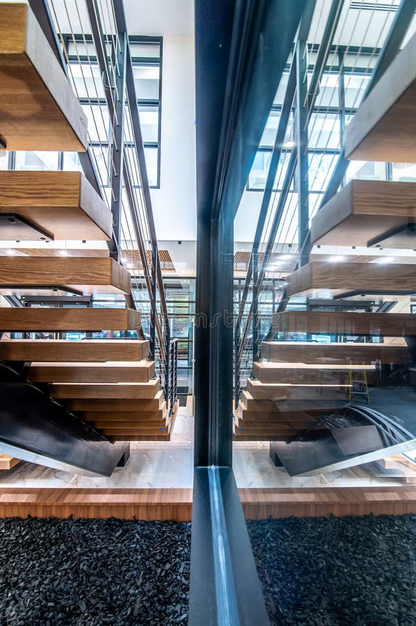 Modern Railing Ans Stair at New Finished Building Stock Photo - Image ...