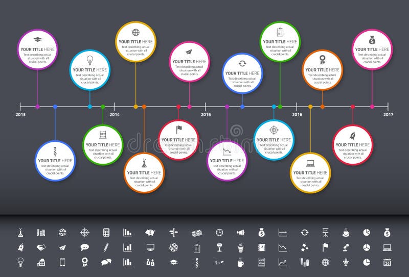Modern Rainbow Timeline with Circle Milestones and Stock Vector ...