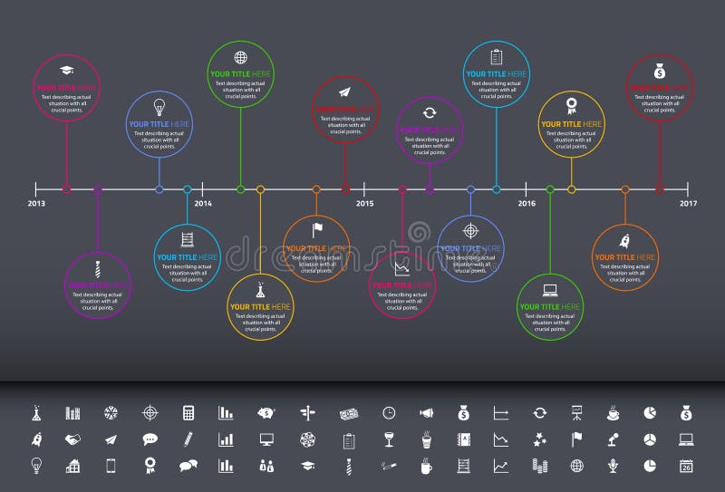 Modern Rainbow Timeline with Circle Milestones and Stock Vector ...