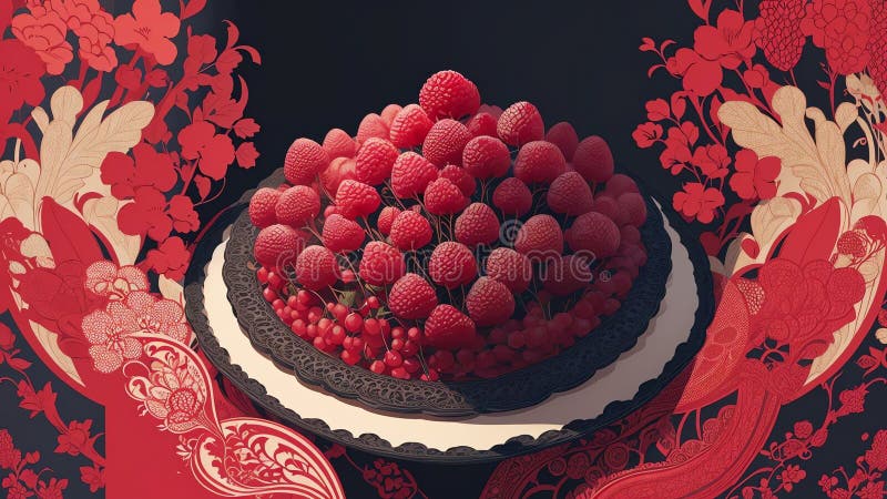 Modern Raspberry Elegance.AI Generated Stock Illustration ...