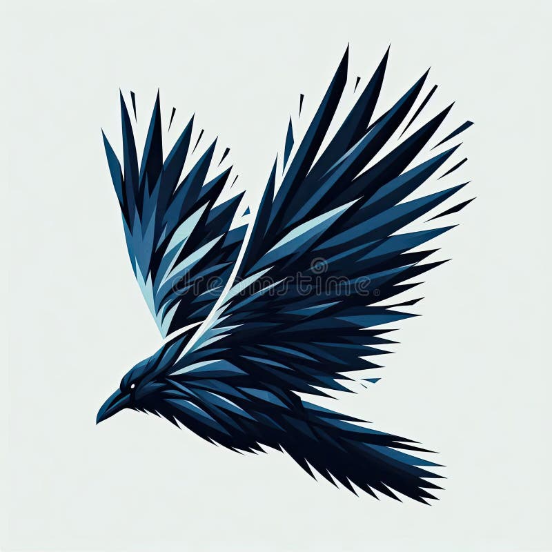 Modern Raven Tattoo with Sharp Feathers Stock Illustration ...