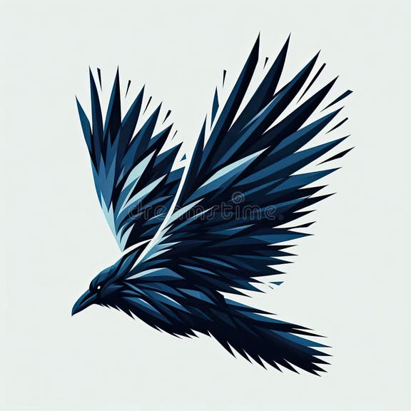 Modern Raven Tattoo with Sharp Feathers Stock Illustration ...