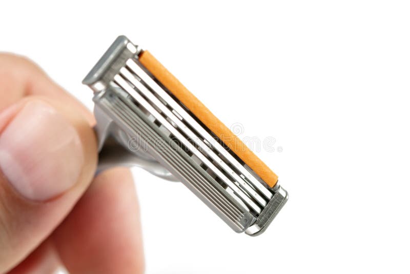 Modern Razor Blade with Three Razors in the Hand Stock Photo - Image of ...