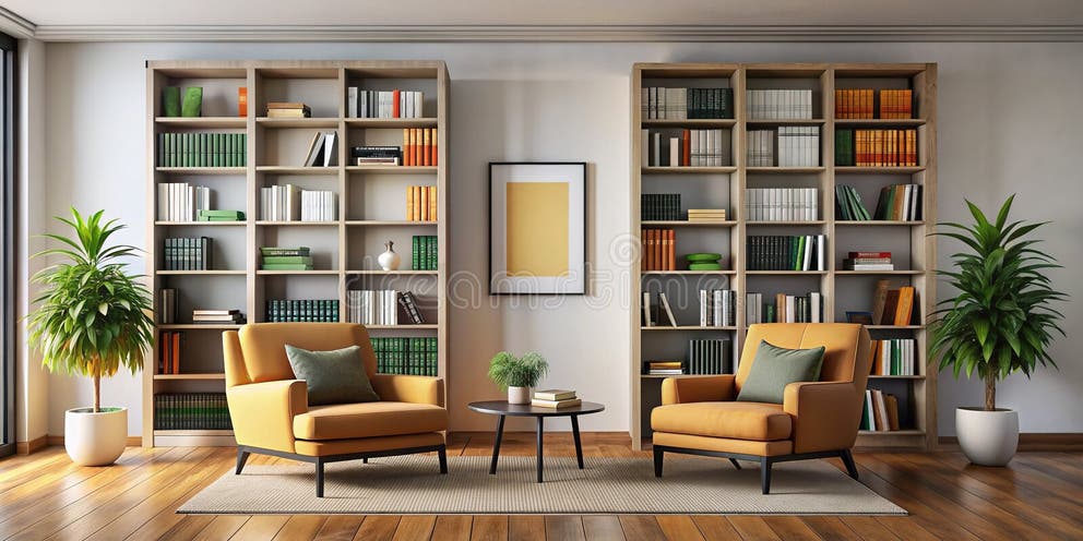 Modern Reading Room Empty Black Frame Wall Decor Mockup Showcase Your ...