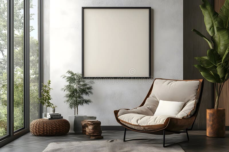 A Modern Reading Room with a Minimalist Design Decoration Stock Image ...