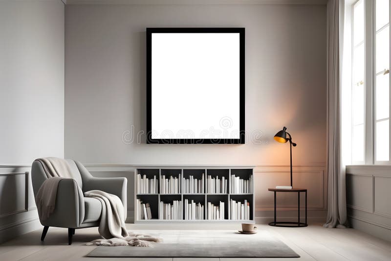 A Modern Reading Room with a Minimalist Design Decoration Stock Photo ...