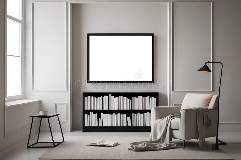 A Modern Reading Room with a Minimalist Design Decoration Stock Photo ...