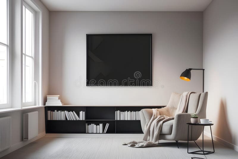 A Modern Reading Room with a Minimalist Design Decoration Stock Photo ...