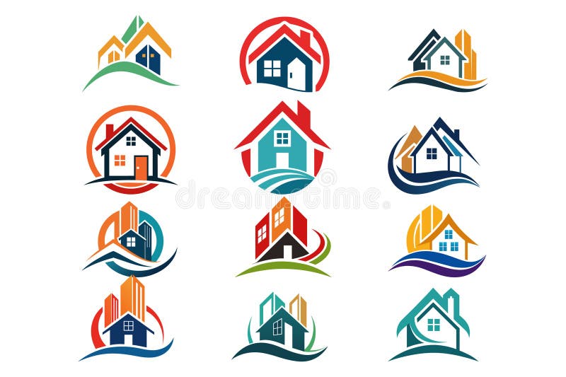 Modern Real State Logo Icons. Stock Vector - Illustration of pictogram ...
