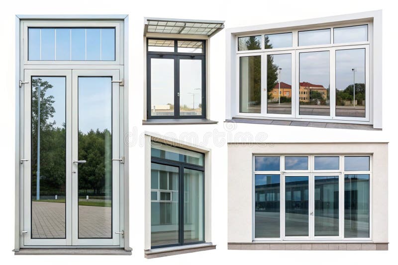 Modern Real Windows Set Isolated on White Background Stock Illustration ...