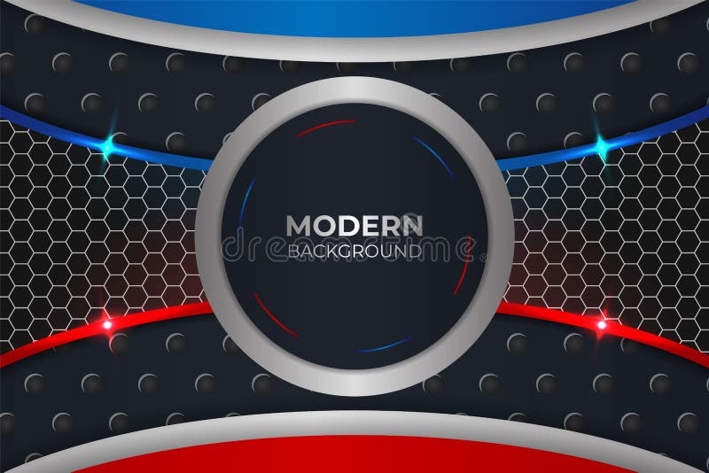 Modern Realistic Circle Blue and Red Background with Glossy Metallic ...