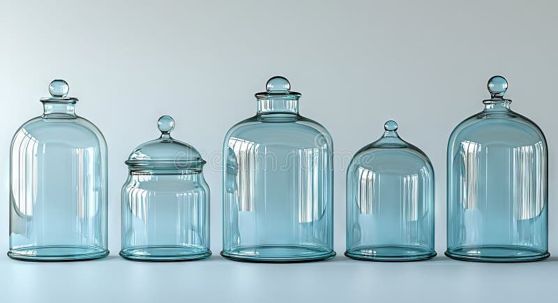 Modern, Realistic Clear Glass or Plastic Domes, Representing Empty ...