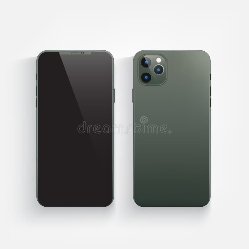 Modern Realistic Green Smartphone. New 2019 Modern Mobile Phone Mockup ...