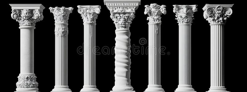 Old Pillar Set Isolated Against Transparent Background Stock Photos ...
