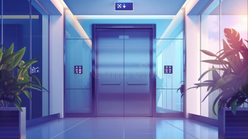 Modern Realistic Interior of an Empty Passenger Elevator with Arrows Up ...