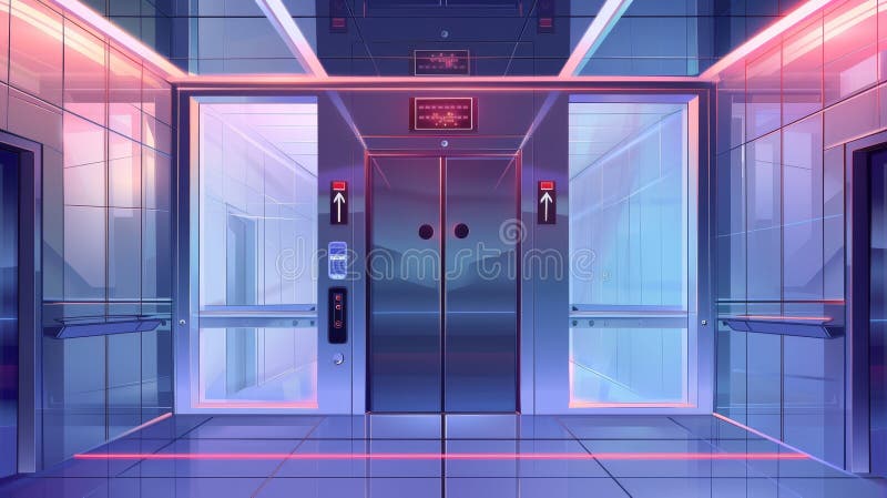 A Modern Realistic Interior of a Passenger Lift with Buttons Panel and ...
