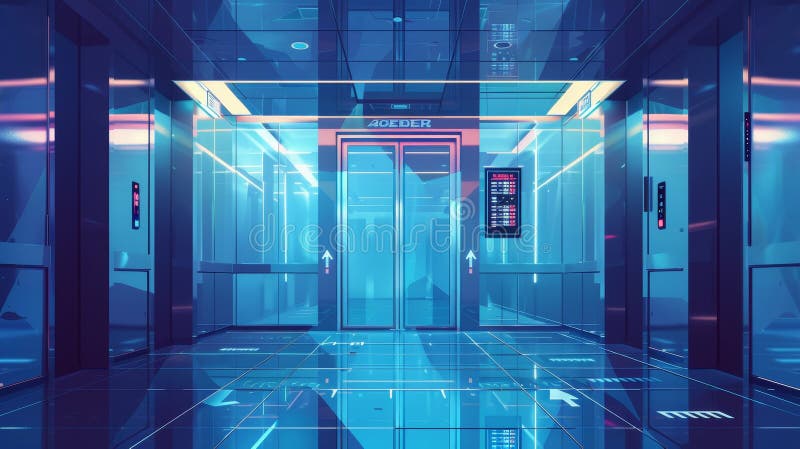 Modern Realistic Interior of a Passenger Lift in an Office Building ...