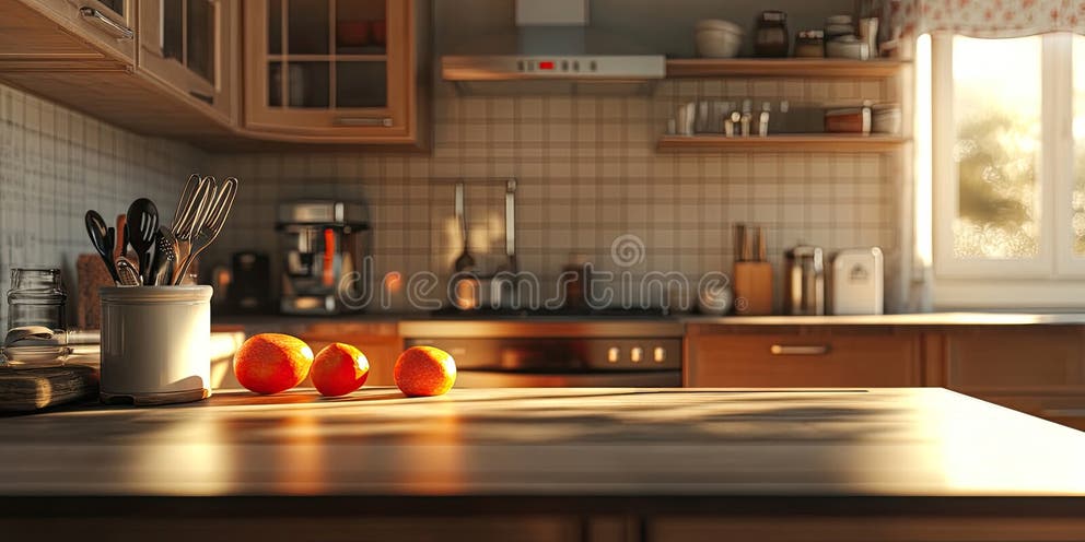 Modern Realistic Kitchen Interior Design, Cozy Kitchen Room with a ...